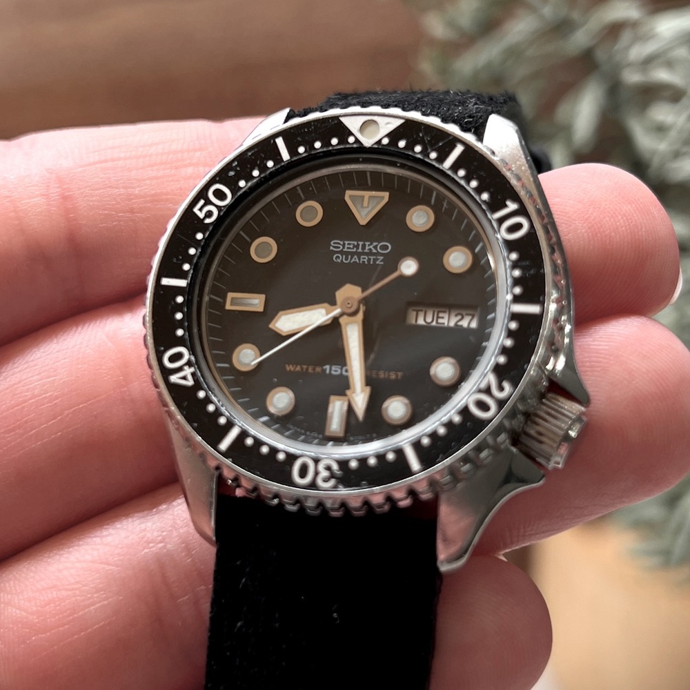 Vintage Seiko Diver Watch 6458 Black Quartz Day Date … - Gem